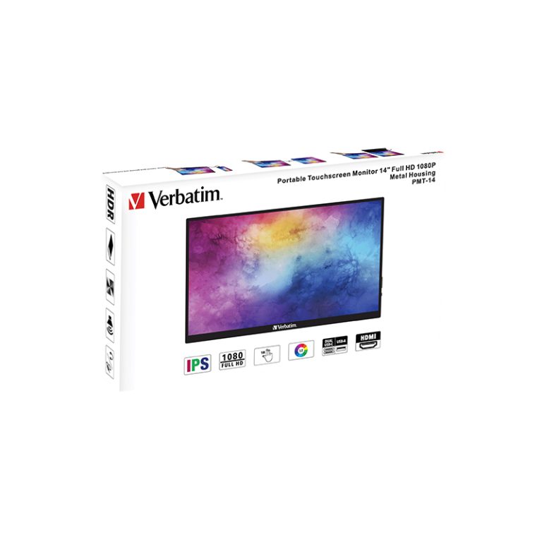 Verbatim 便攜式顯示器 | 14" | 觸控螢幕 | 金屬外殼 (49591) - Vertex