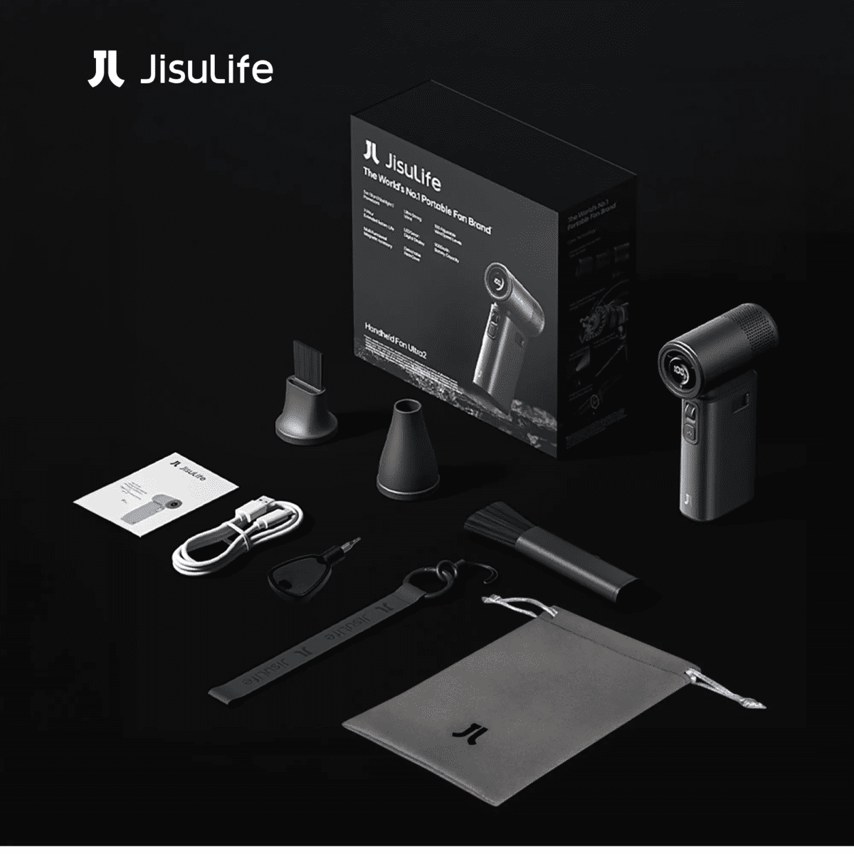 JisuLife Ultra2 超高速小風炮手提風扇 (全新旗艦級) | 深灰色 - Vertex